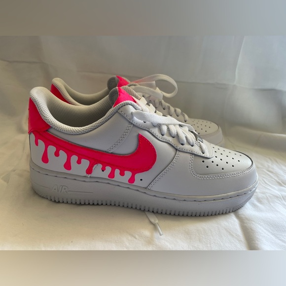 Nike | Shoes | Nike Air Force Low White Pink Paint Drip Drip Creationz ...
